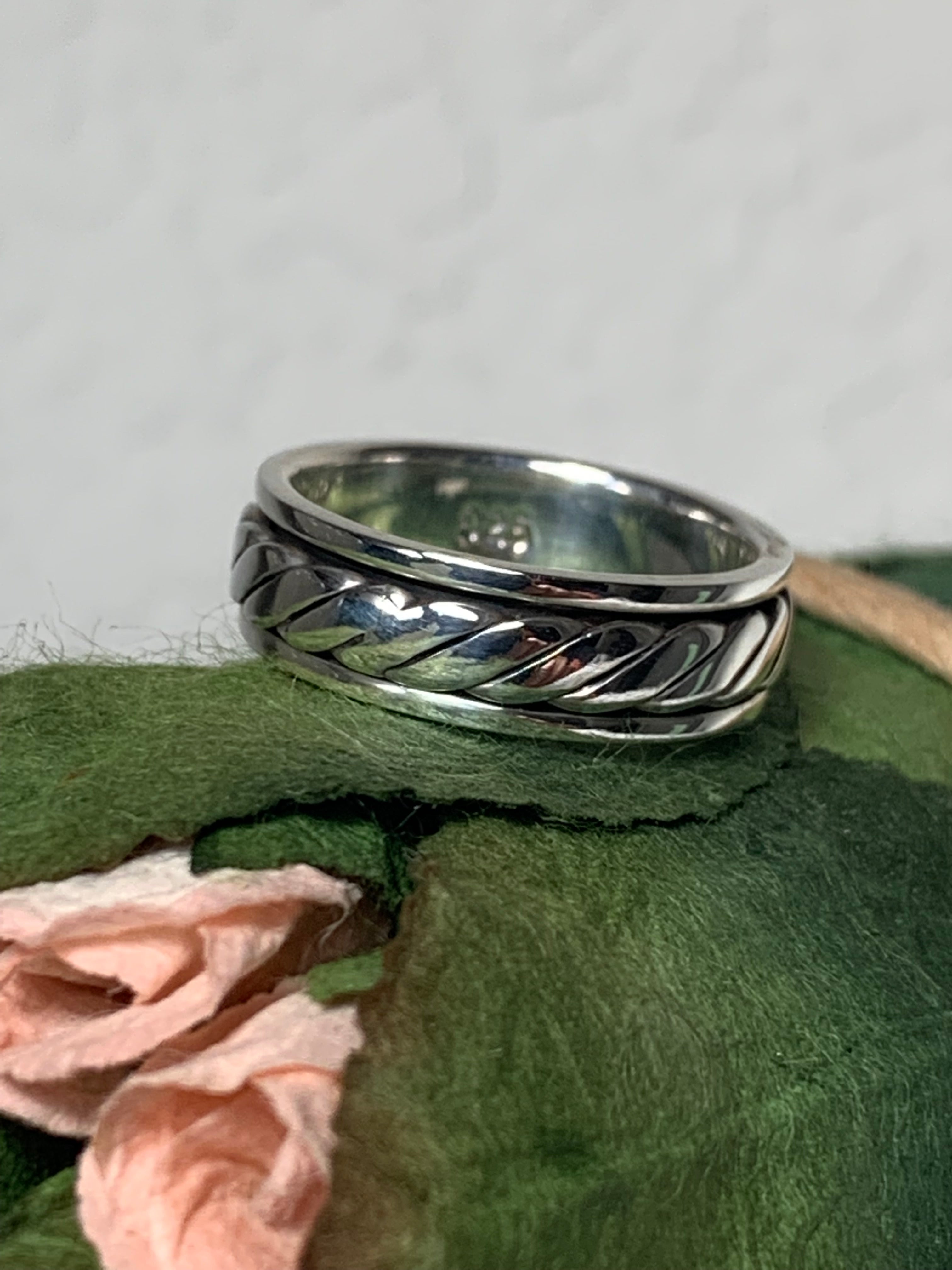 Solid Sterling Silver Rope Design Band Ring